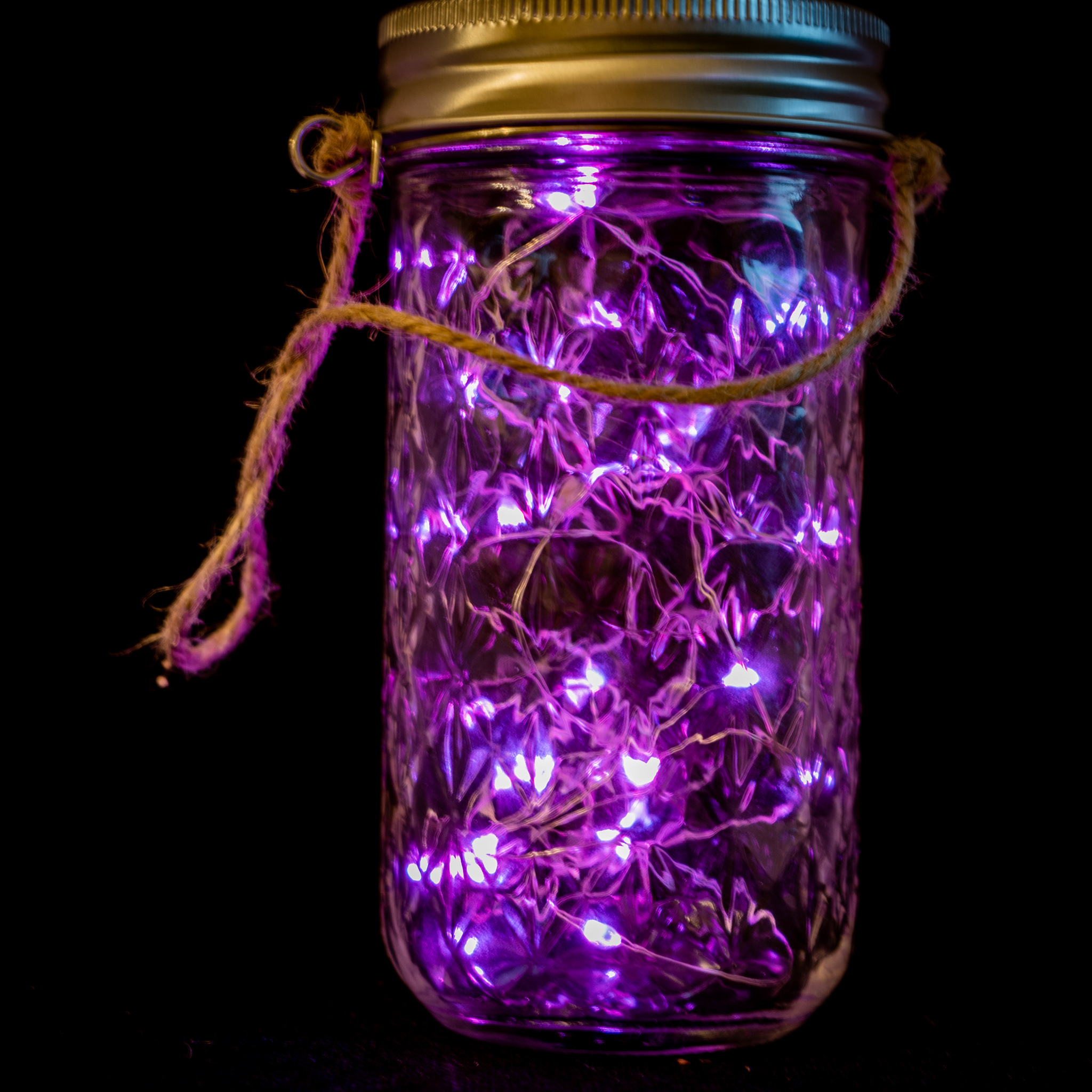 Lavender LED Quilted Crystal Solar Fairy Light Jar (12oz ...